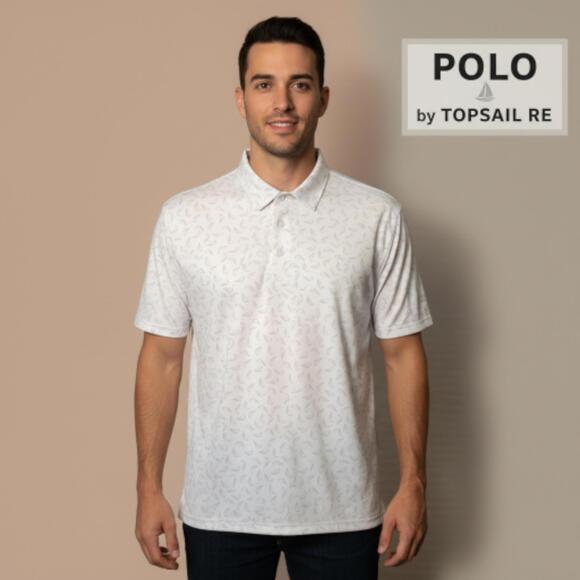 Shirts | Mens White Polo Shirt With Subtle Pattern By Topsail Re | Poshmark